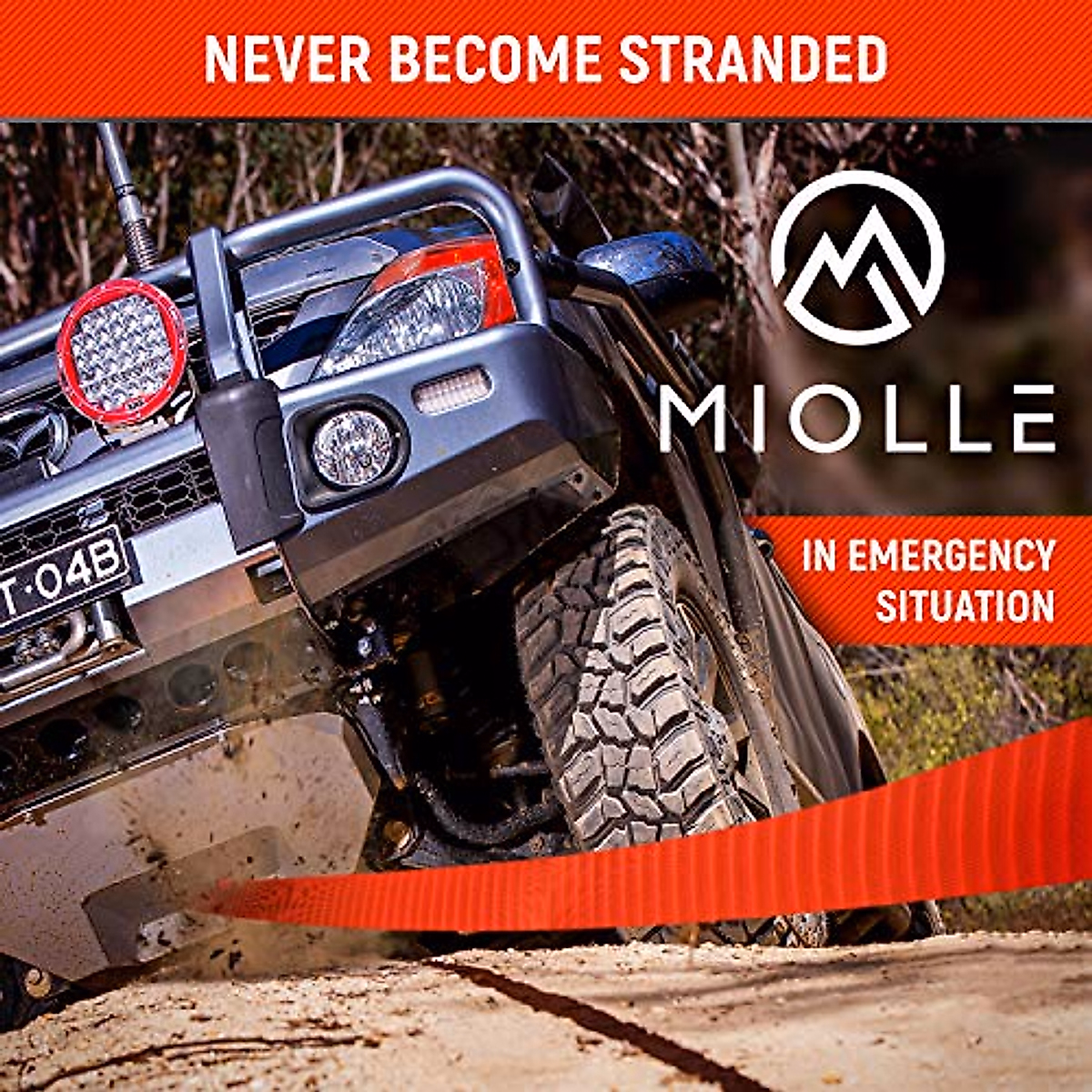 Miolle Tow Strap 3”x20’- 33400lbs MBS (Lab Tested) Recovery Strap Kit Includes: Tow Rope, 2 D-Ring Shackles MBS-41800LBS, Storage Case