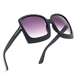 SINBRLAI Women's Oversized Sunglasses Trendy Square Sun Glasses Retro Leopard Large Frame Big Sunglasses Womens UV400 Protection