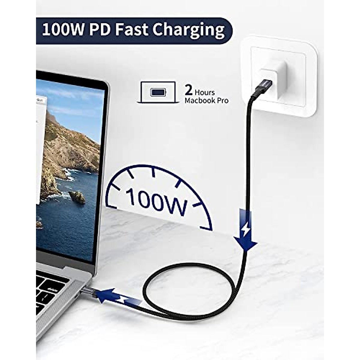 Sniokco USB4 Cable 6.6FT, USB C to USB C Cable 40Gbps with Emarker for Thunderbolt 4/3 USB C 3.2 Gen2*2 PD3.1 240W 100W Data Sync Charger Video Audio for Monitor Display PC Laptops iPhone16 15 MacBook