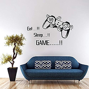 SITAKE Game Themed Wall Stikcers Decor, EAT Sleep Game Controller Gaming Quotes for Boys Men, Kids Wall Decor and Wall Stickers for Playroom, 20.9 x 33.9 Inch
