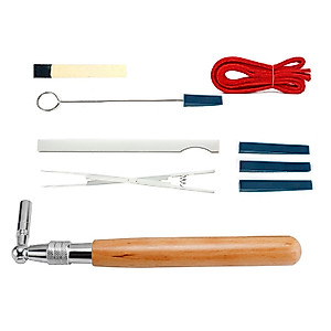 Yaetek Pack of 10 Pieces Piano Tuner Tools with Tuning Hammer Wedge Mute Wrench Hammer Wood Handle Strip Kit Tools w/Case, Professional Piano Tuning Kit (10 Items)