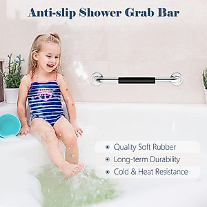 Grab Bars for Bathroom, Aolloa Shower Grab Bar 16inch SUS304 Stainless Steel Anti Slip Bathroom Handicap Grab Bars, Applicable to Bathroom Shower (Silver 2Pack)
