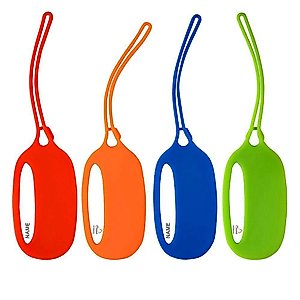 Luggage Tags 4 Pack Kids Camp Bookbag Cute Backpack Child Sports/School/Lunch Box/ Diaper/Small Suitcase/Travel Baggage/Pet Carriers Identifiers with Name/ID/ Address