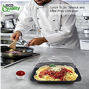 38 oz Reusable Food Storage 150 Pack Containers with Lids by EcoQuality – Rectangular BPA Free Freezer, Microwave & Dishwasher Safe – Airtight & Watertight Stackable, Lunch Meal Prep, To-Go, Bento Box