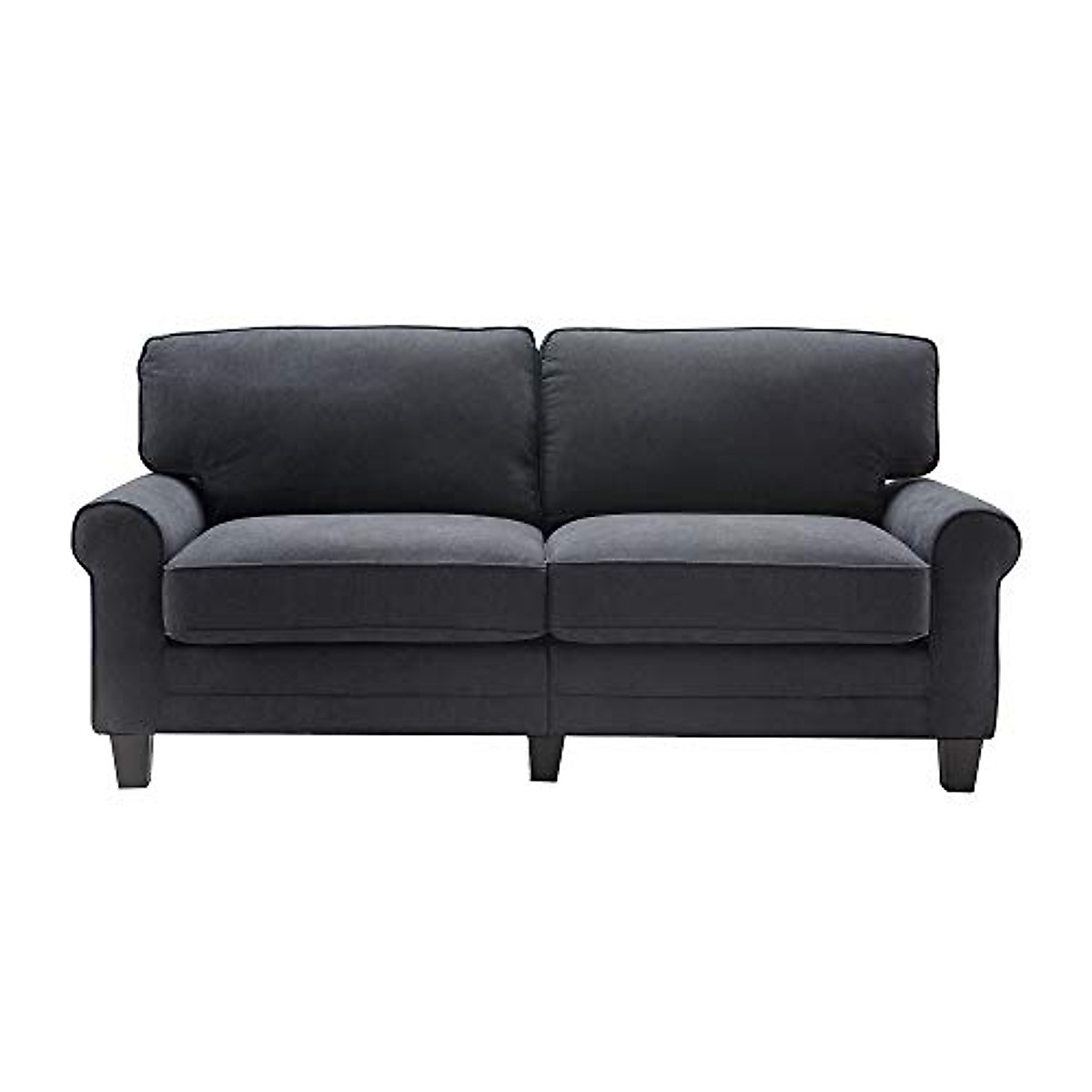 Serta Copenhagen 73" Sofa - Pillowed Back Cushions and Rounded Arms, Durable Modern Upholstered Fabric - Charcoal