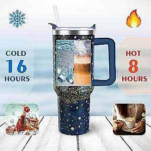 Mindunm 40 oz Cute Cat Tumbler with Handle and Straw Lid cat gifts for cat lovers for Women Double Insulated Cup Travel Coffee Mug