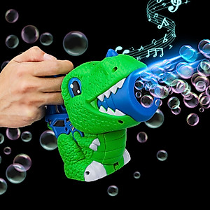 TOY Life Dinosaur Bubble Gun for Toddlers with 3 Bubble Refill Solutions, Bubble Machine for Kids Ages 4-8, Bubble Kids Leaf Blower, Bubble Blaster Gun, Bubble Maker, Easter Bubble Gift for Kids