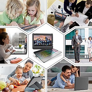 COO Keyboard Case for All-New Fire HD 10/ 10 Plus Tablet (11th Generation 2021 Release) 10.1", 360° Rotatable-7 Colors Backlit Touchpad Keyboard with Pencil Holder for Fire HD 10 Tablet