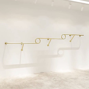 NABOOJ Gold Clothing Rack, Free-Standing Industrial Pipe Clothes Rack Display Rack, on Wall for Hanging Clothes Retail Display