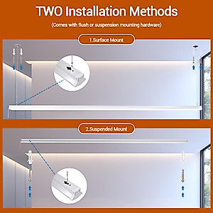FAITHSAIL Linkable 8FT LED Shop Light, 110W, 12000 LM [Eqv.350W Fluorescent] 5000K, 8 Foot LED Fixture for Garage, Warehouse, Energy Saving Upto 2500KW*5/Y(5Hrs/Day)-Hang & Flush Mount, White, 1 Pack
