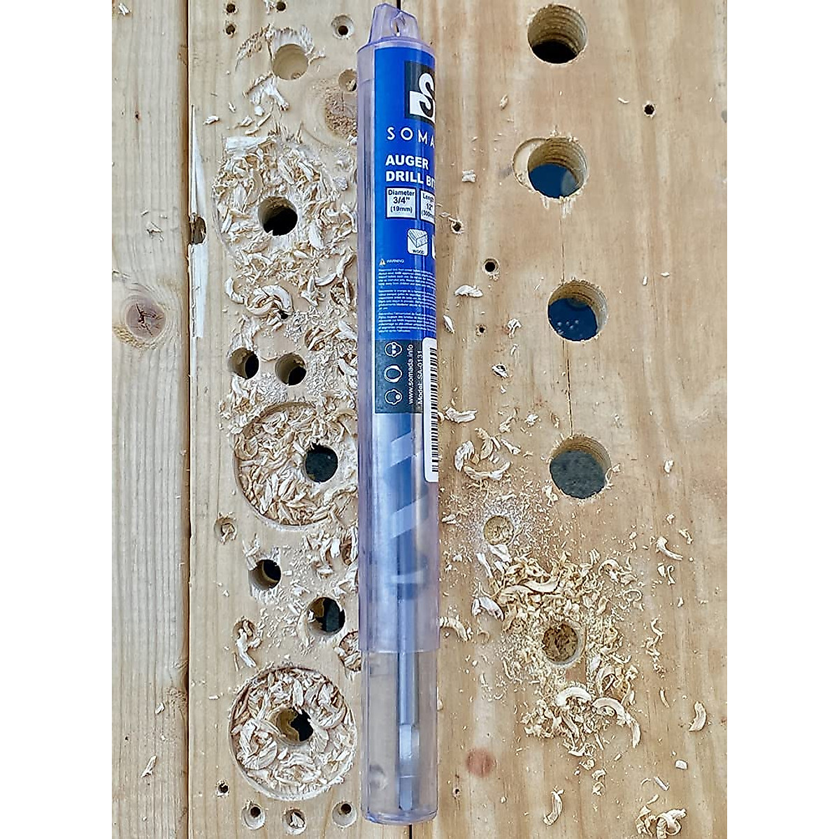 SOMADA Long Auger Drill Bit Set for Wood -5 Pcs, 3/8-Inch, 1/2-Inch, 5/8-Inch, 3/4-Inch, and 1-Inch Diameter with 12-Inch Long Hex Shank, Ship Auger Bit Set