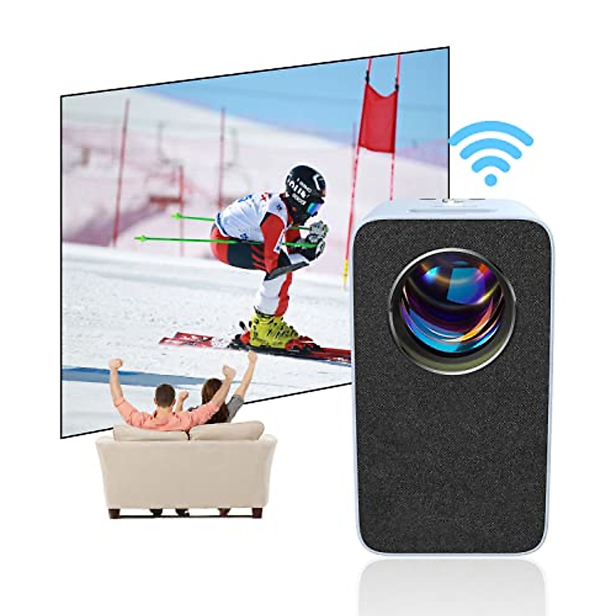 WiFi Projector Home Cinema Wireless 1080P Movie Projectors for iOS & Android, 7000 Lumens Full HD Indoor Outdoor Gaming Projector, Compatible with Airplay, Smartphone, TV Stick, HDMI, USB, PS5