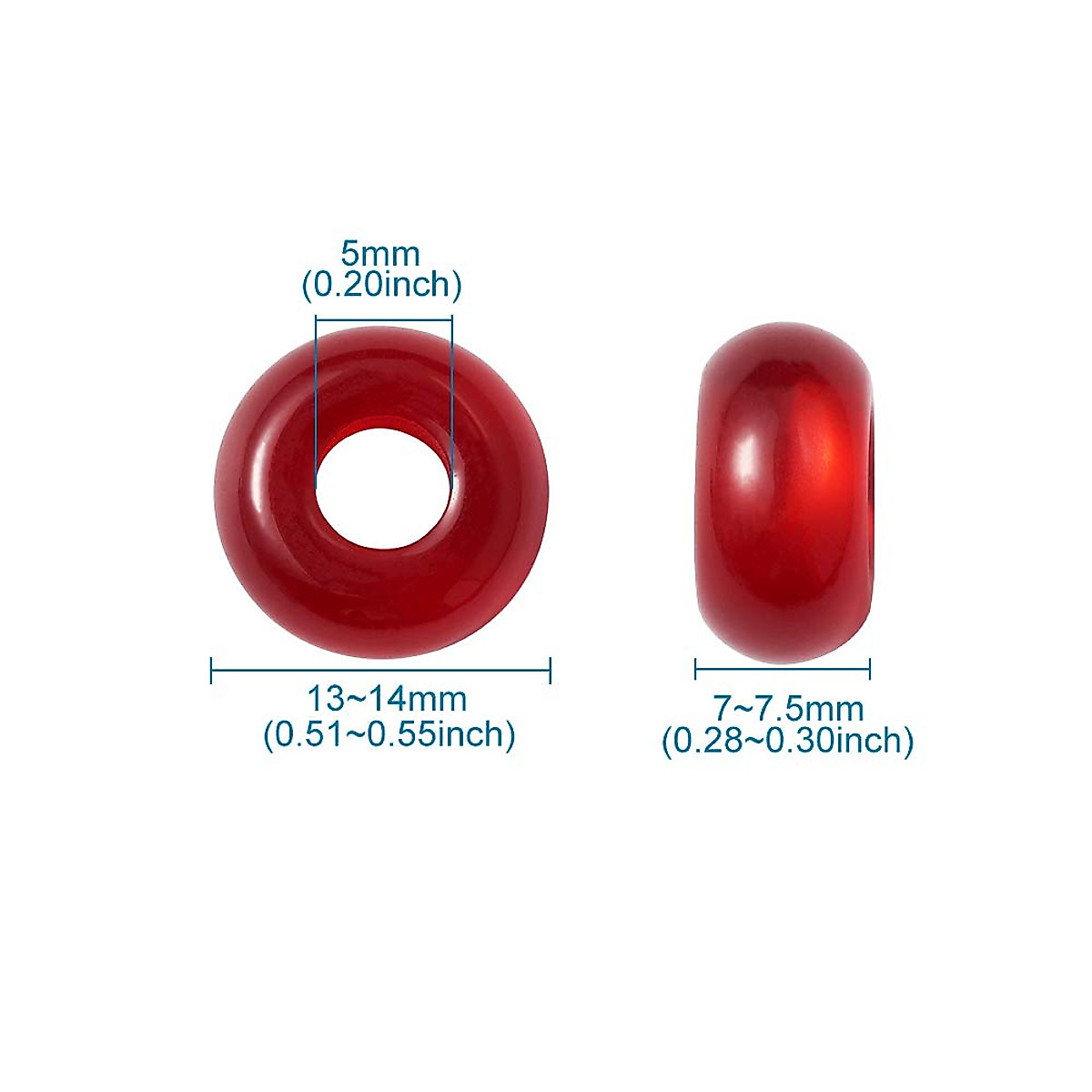 Craftdady 100pcs Large Hole Resin European Spacer Beads 13-14x7-7.5mm Imitation Cat Eye Mixed Colors Slider Charm Beads for Jewelry Making Hole: 5mm