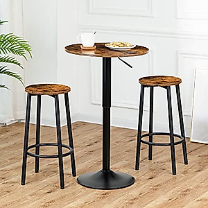 HOOBRO Bar Table, Height-Adjustable Round Pub Table 27-35.4 Inches, Cocktail Table with Base, Modern Style, Suitable for Living Room, Dining Room, Bistro, Rustic Brown BF58BT01G1