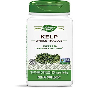 Nature's Way Kelp Supports Thyroid Function* Non-GMO Sustainably Sourced Vegan 180 Capsules