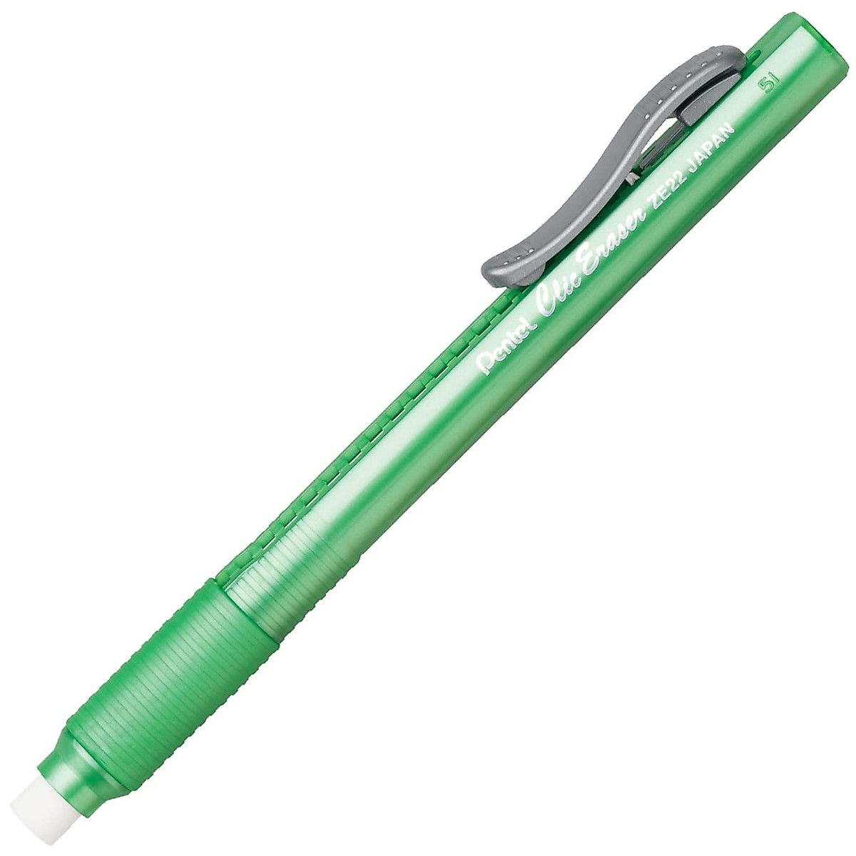 Pentel Clic Eraser, Retractable Eraser Pen Style Grip - Pack of 5 Assorted Colors with 3 Refills