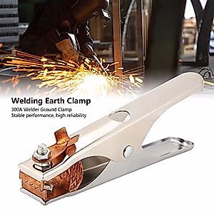 Welding Ground Clamp, 300A Heavy Duty Ground Clamp Electroplated Ground Clamp, Copper Welding Earth Clip for Manual Welder