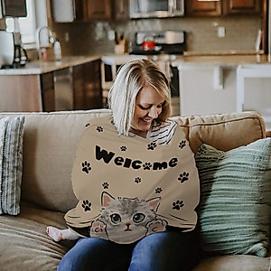 Paw Prints Nursing Cover for Breastfeeding, Baby Infant Car Seat Shopping Cart Cover, Retro Funny Animal Cat Carseat Canopy Stroller Cart Cover for Babies Girls/Boys