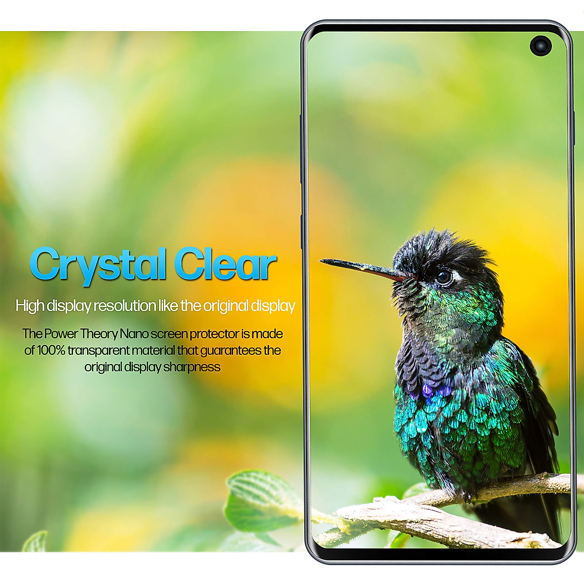 Power Theory Designed for Samsung Galaxy S10 Screen Protector [Not Glass], Easy Install Kit, Case Friendly, Full Cover, Flexible Film Anti Scratch, 2 Pack