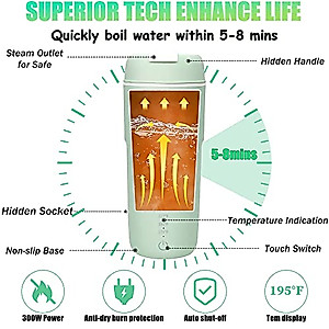 Portable Electric Kettle, Small Mini Electric Kettle Travel Electric Tea Coffee Kettle, Personal Hot Water kettle with 3 Variable Presets, Auto Shut-Off & Boil Dry Protection-350ml Portable Kettle