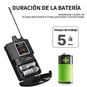 Wireless Lavalier Lapel Microphone System/Headset Mic/Interview Mic，for iPhone, Android Smartphones, PA Speaker, Teaching, DSLR Camera and Tablets (164 Ft Range)