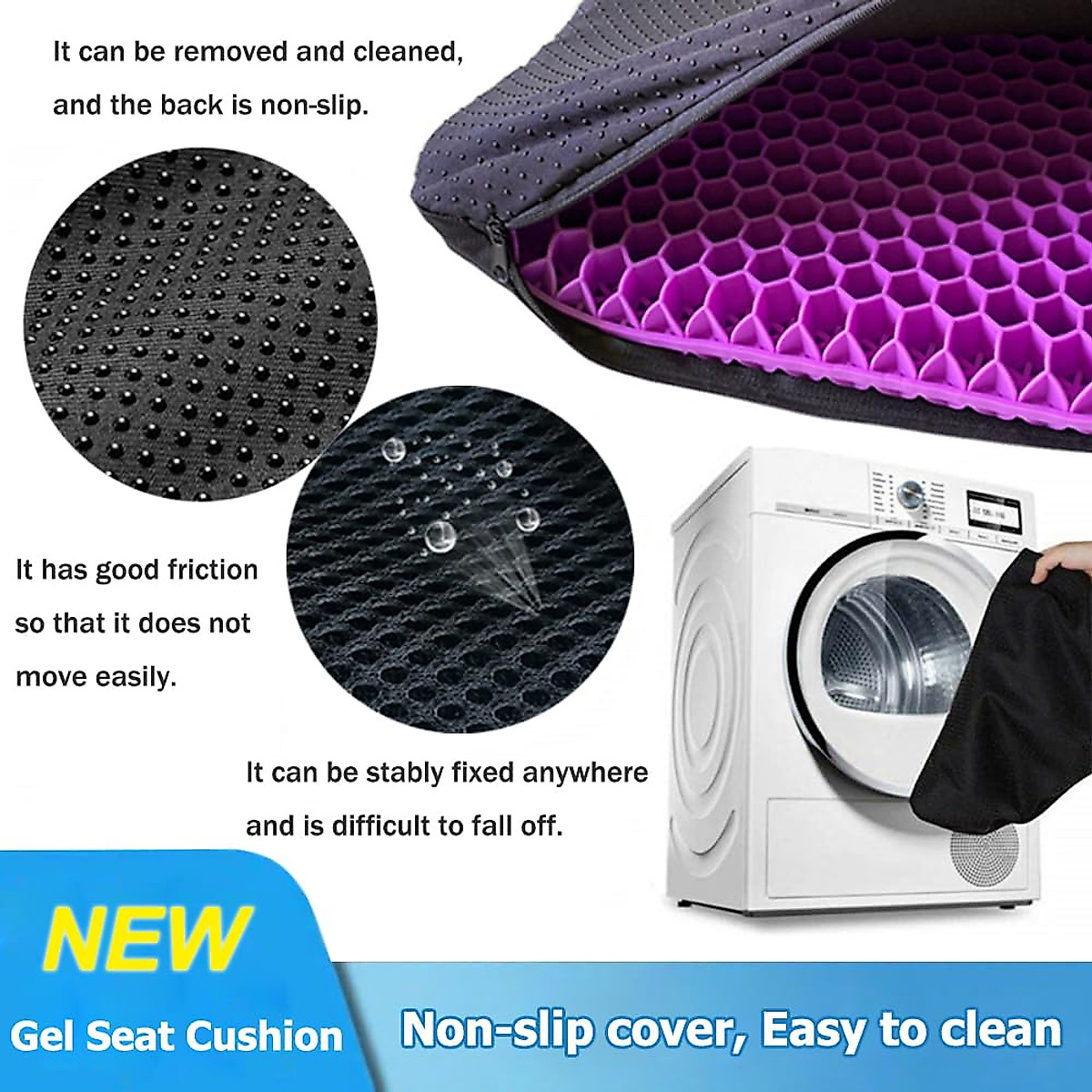 Gel Seat Cushion, Double Thick Egg Gel Cushion for Pressure Pain Relief, Breathable Wheelchair Cushion Chair Pads for Car Seat Office Chair (Voilet)