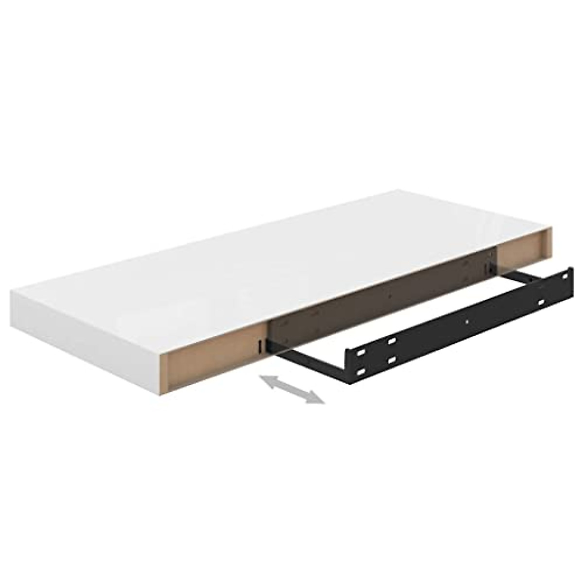 NusGear Floating Wall Shelf High Gloss White 23.6"x9.3"x1.5" MDF