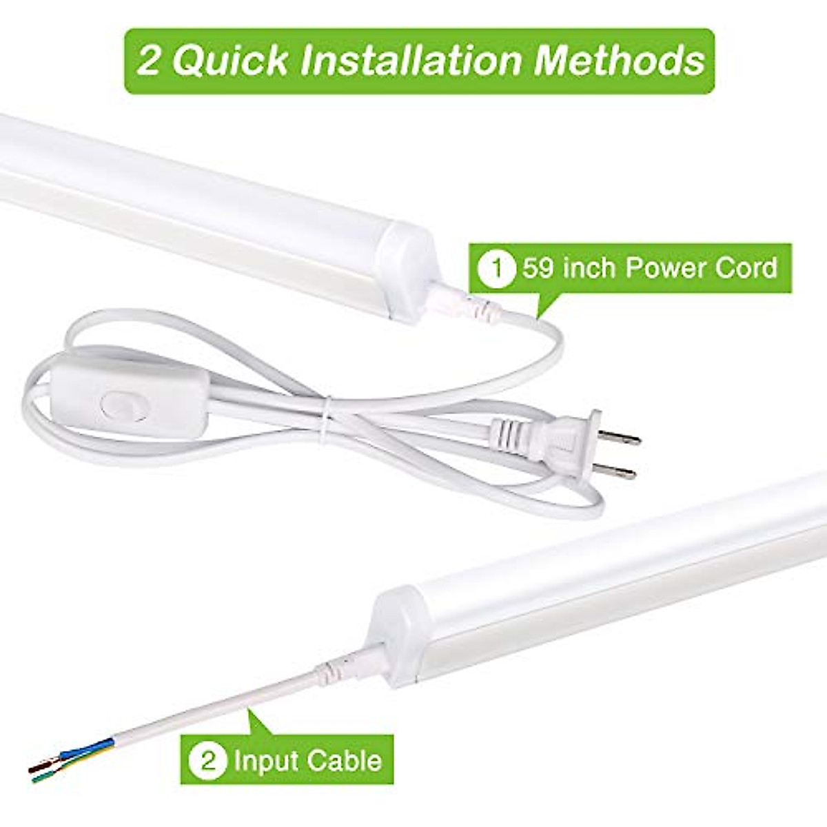 10 Pack LED Shop Light 4FT, T5 Integrated Single Fixture, 22W, 2200lm, 6500K Super Bright White, Linkable Shop Light, Utility Shop Lights, Corded Electric W/Built-in ON/Off Switch