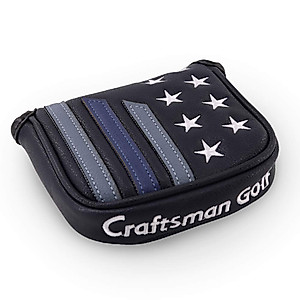 Craftsman Golf Blue Strips Large Square Mallet Putter Cover for Bettinardi BB55 Taylormade Spider Ghost etc.