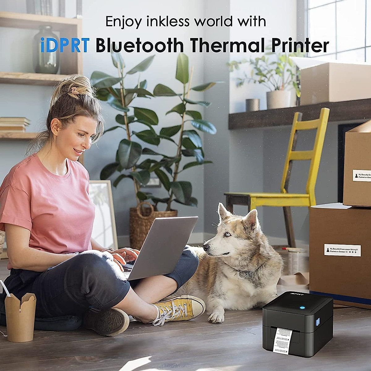 iDPRT Bluetooth Label Printer SP320 Thermal Label Printer, 1"-3.15" Width Wireless Label Maker with APP, Suitable for Home, Office, Mailing, Barcode, Support Windows, Mac, iOS and Android