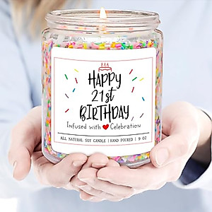 Homsolver 21st Birthday Gifts for Her Women, Best 21st Birthday Gift Ideas, Perfect Birthday Present, Funny Birthday Presents for Women, Friends, Sister, Daughter, Happy Birthday Aromatherapy Candles