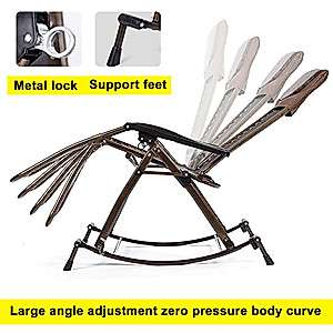 REBOTZ Rocking Chair Lounge Chair Wicker Chair Folding Office Lunch Break Chair Home Leisure Cool Chair Sun Lounger Living Room Lounge Arm Chair, for Living Room Bedroom Offices 1 Black