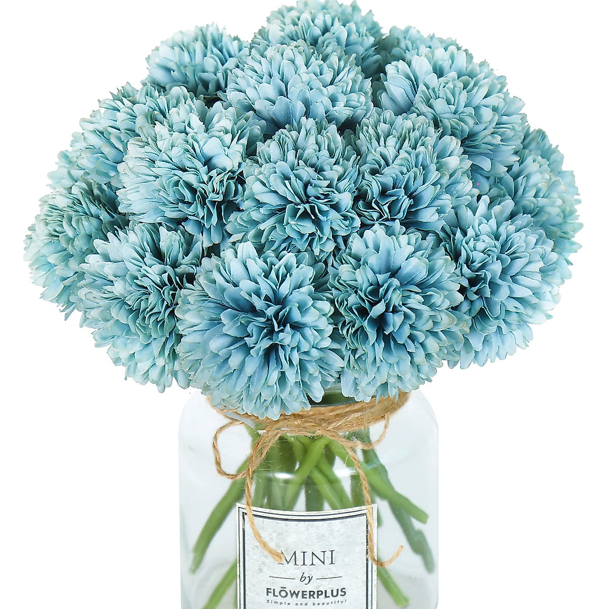 JGYQL Artificial Fake Flower Plants Silk Chrysanthemum Ball Hydrangea 15pcs Arrangements Wedding Bouquets Decor Home Kitchen Garden Party Table Floral Centerpieces (Deep Lake Blue)