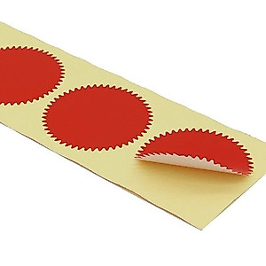 MDLG 100Pcs Blank Metallic Red Embossed Certificate Seals Stickers Scallop Edge Embossed Certificate Seals Stickers Stamp Sealing Certificate Self-Adhesive Seal Sticker