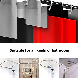 BIUSTAR 4 Piece Set Geometric Shower Curtain, Red Black Gray Bathroom Set with Shower Curtain, Rugs, Toilet Lid Cover,72 x 72 inch, Waterproof, 12 Hooks