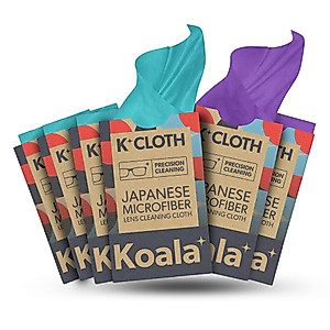Koala Lens Cleaning Cloth | Japanese Microfiber | Glasses Cleaning Cloths | Eyeglass Lens Cleaner | Eyeglasses, Camera Lens, VR/AR Headset, and Screen Cleaning | Blue & Purple (Pack of 6)