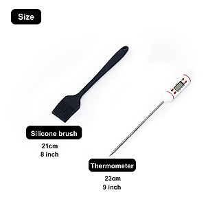 Grill Accessories 16Inch, Grill Fancy BBQ Grill Accessories 10pcs Stainless Steel Grill Accessories with Spatula, Fork, Tongs,Thermometer,Skewer,BBQ, Camping,Family Barbecue