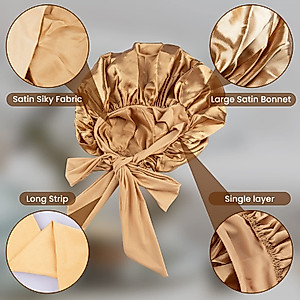 RONRONS 2 Pieces Satin Bonnets for Black Women Silk Hair Bonnet Sleeping Cap