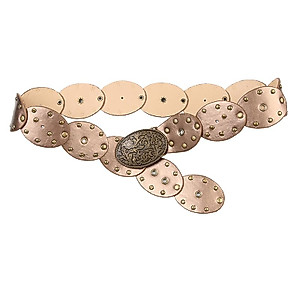 ABYOVRT Women Vintage Y2k Belt Concho Rivet Leather Belts Western Cowgirl E Girl 90s Accessories for Skirts Pants Dress (E-Brown)