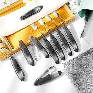 100 Pack Travel Toothbrushes Individually Wrapped Folding Toothbrush Bulk Clear Black Portable Toothbrush with Soft Medium Bristles Smell Pocket Toothbrush for Travel Camping Business School Office