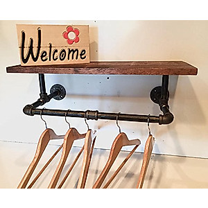 Clothing Rack, Pipe Rack, Rustic Laundry Rack Sign with a Touch Industrial Style with 24" Shelf (Stain Options)
