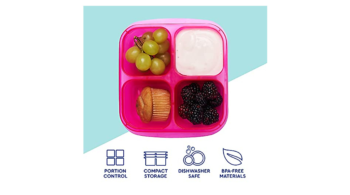 EasyLunchboxes: Reusable 4-Compartment Snack Containers