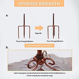 MUMTOP 26 Inch Height Glass Birdbath Birdfeeder with Metal Stake Garden Outdoor Red