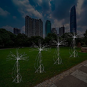 Solar Firework Lights Outdoor Waterproof, 4 Pack 180 LED Christmas Pathway Lights Copper Wire Lights, Outdoor Landscape Stake Lights for Garden Patio Yard Christmas Decorations. (White)