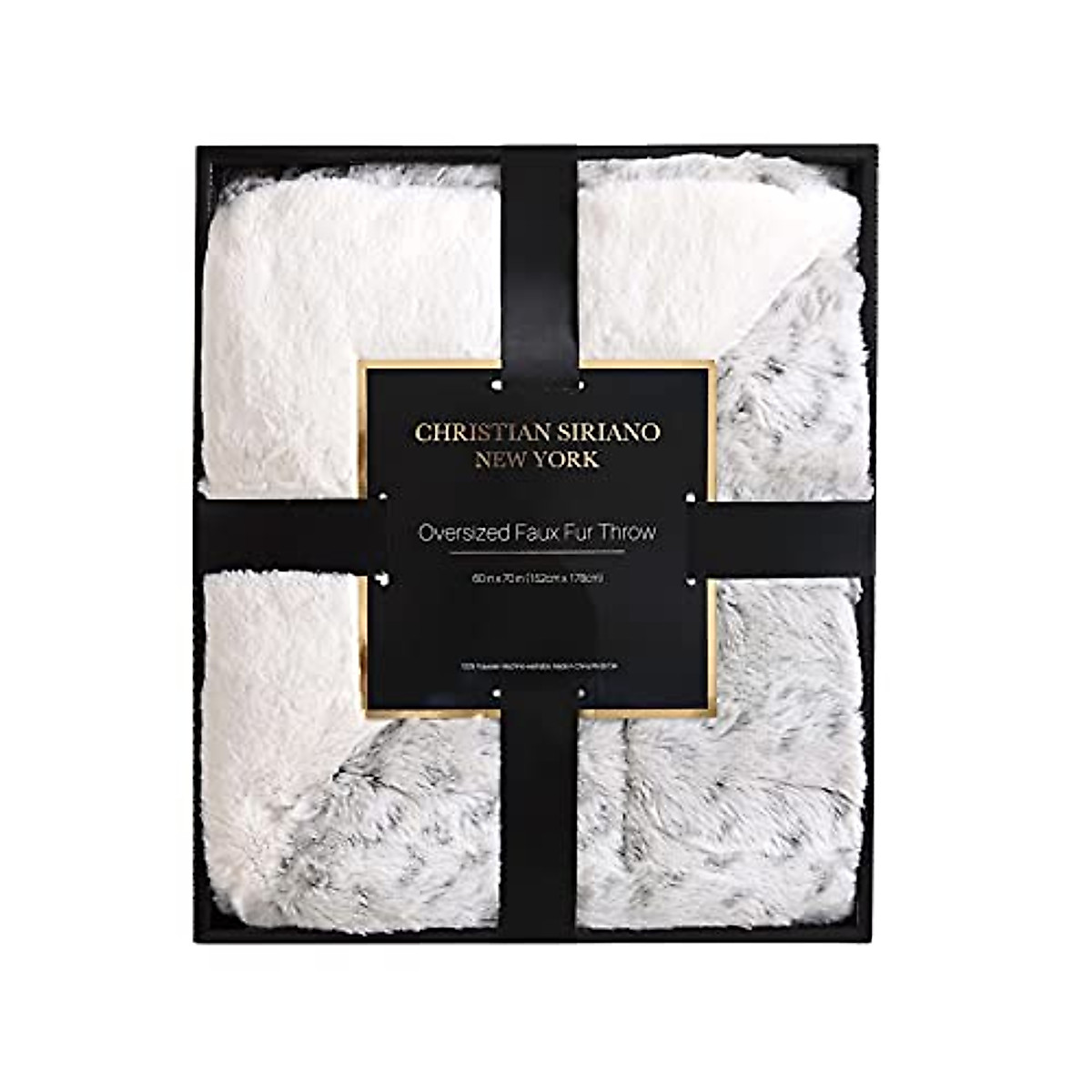 Christian Siriano - Luxurious Snow Leopard Fur Filled Grey Throw (60" x 70") - Gift Box Included - Perfect for Gifting Friends & Family