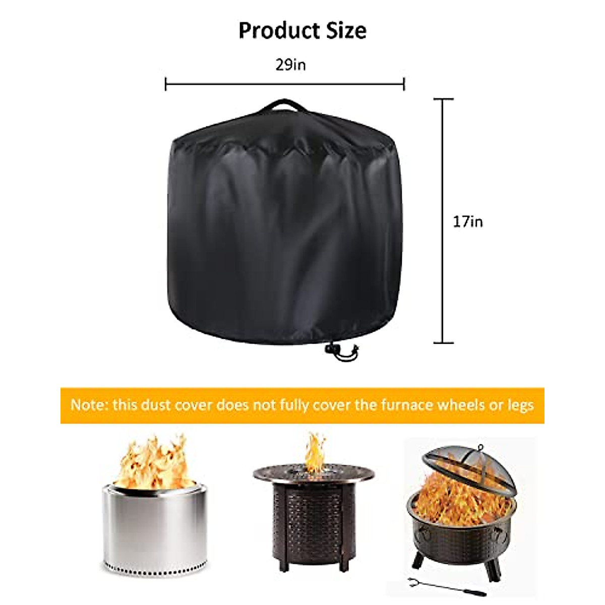 27“ Fire Pit Cover Round Fits for Solo Stove Yukon 2.0 - Stove Accessories for Camping and Outdoors Black