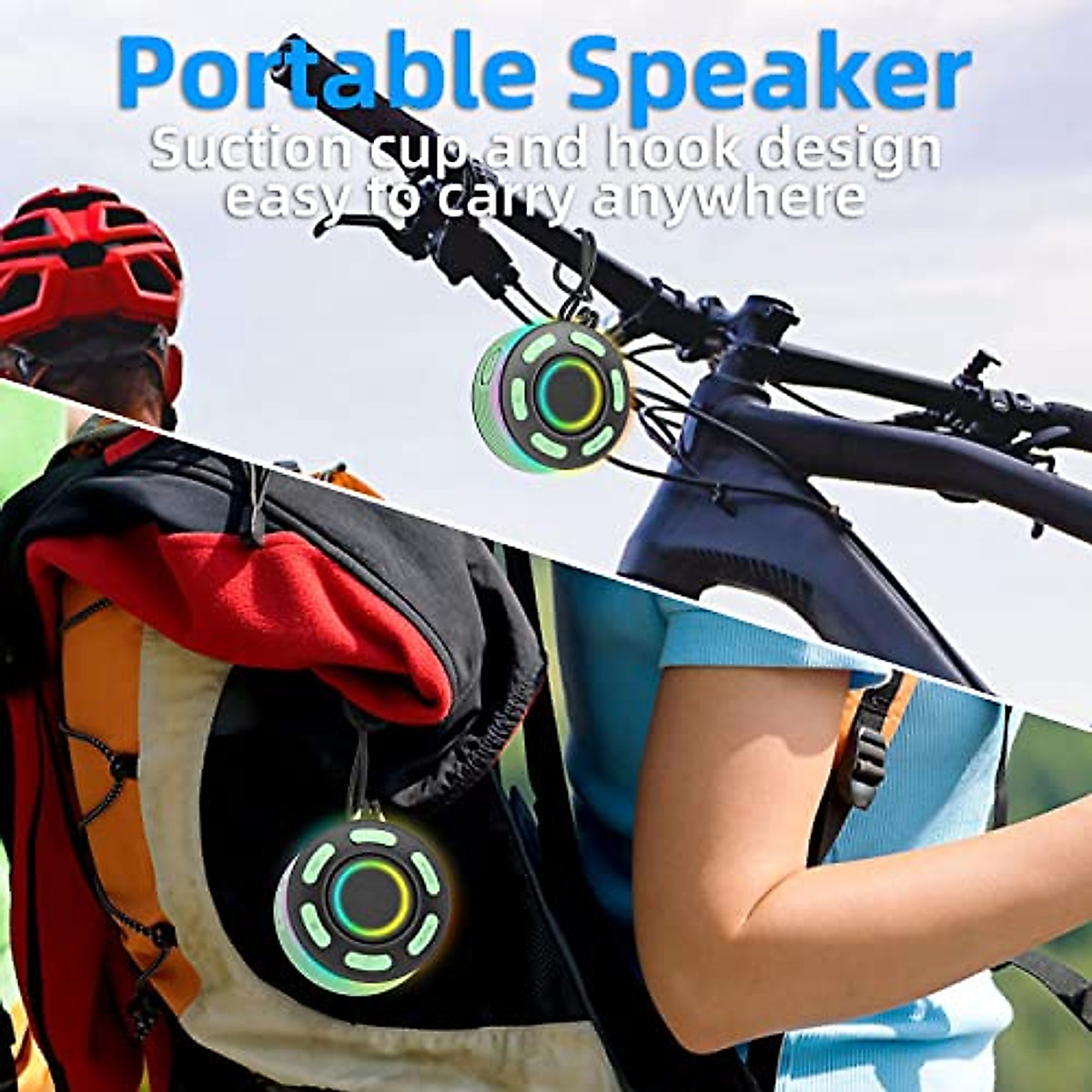 Donerton Bluetooth Speaker, IP7 Waterproof Wireless Speaker, Portable Speaker, HD Surround Sound, LED Light Mini Speakers, Dual Stereo Pairing, Built-in Mic, Radio, Green