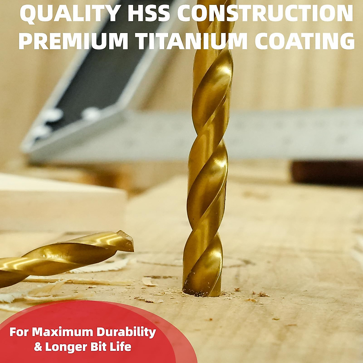 ZKH 120-Piece HSS Titanium Twist Drill Bit Set for Metal & Wood - High-Speed Steel Bits for Steel, Aluminum, Copper, Brass, Bronze - Round Shank Drill Bits for Precision Drilling