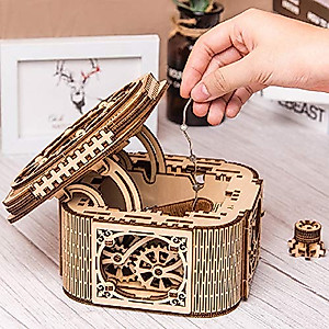 Quenny creative wooden mechanical transmission jewelry box,assembled model Valentine's day gift.