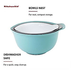 KitchenAid Universal Silicone Mixing Bowls, Set Of 3, Aqua Sky White Gray
